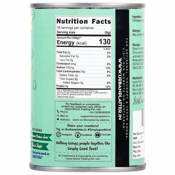 Urban Platter Ready To Use Chickpeas in Brine, 400g (Drained Weight ...