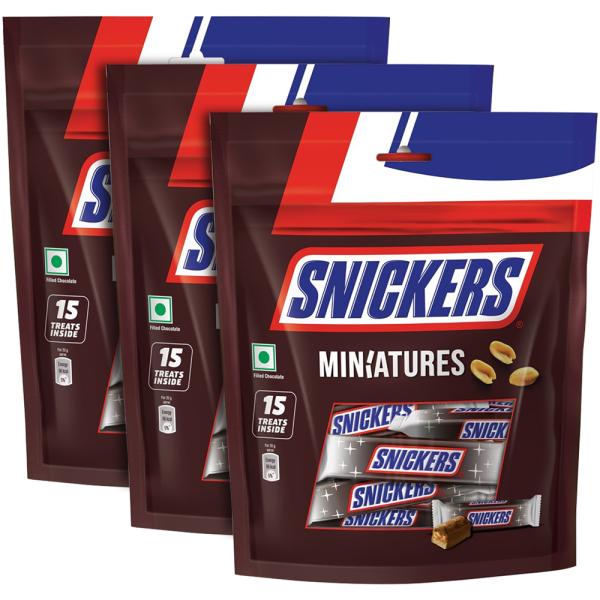 Snickers Miniatures Peanut Chocolate Pack - 180g (Pack of 3) - JioMart