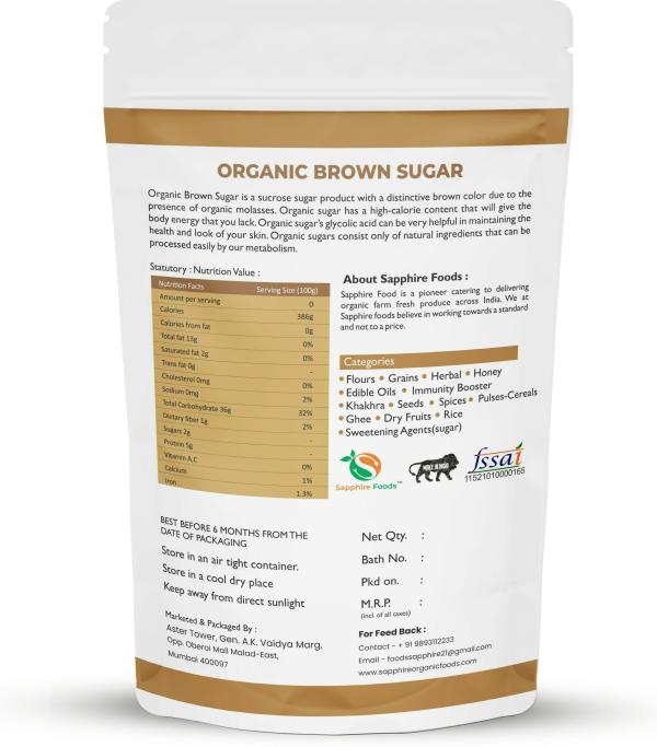 Sapphire Foods Organic Brown Shakkar 500 g Pouch - JioMart