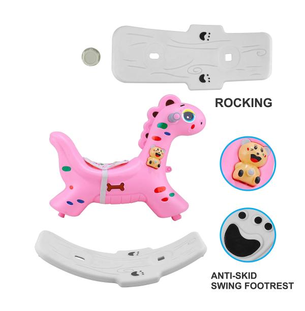 Clever Fox Pink Dino Dinosaur Musical Toy Rockers for Kids (1 to 3 Year ...