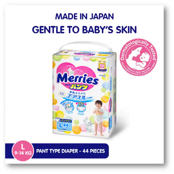 Merries Large Pant Style Baby Diaper (44 count) - JioMart