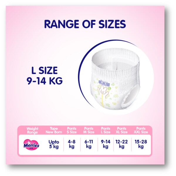 Merries Large Pant Style Baby Diaper (44 count) - JioMart