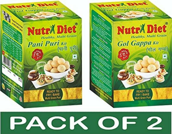 NUTRIDIET PANI PURI KIT 50 PCS WITH 2 FLAVOURS OF PANI MASALA AND SWEET ...