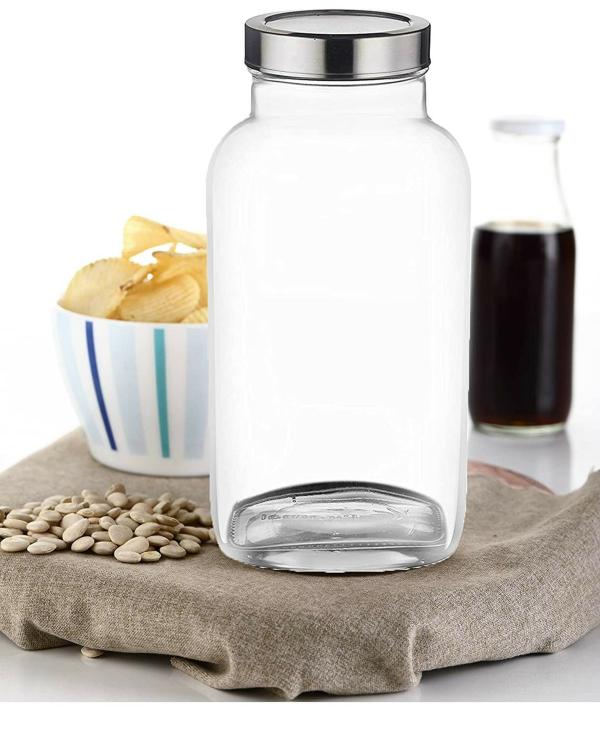 Machak Transparent Glass Square Big Glass Container, 3000 Ml (Set Of 2 ...