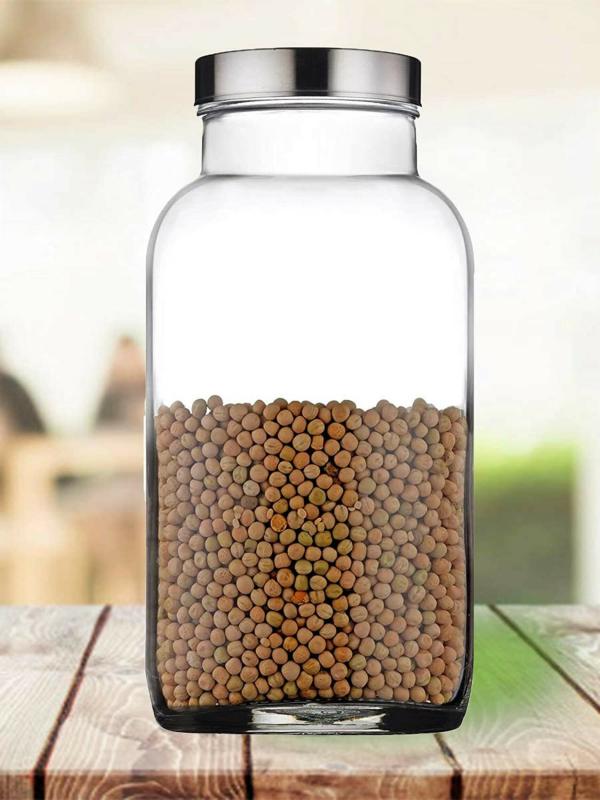 Machak Transparent Glass Square Big Glass Container, 3000 Ml (Set Of 2 ...