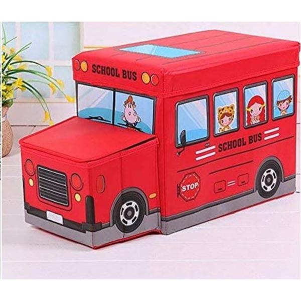 Inditradition Kids School Bus Shape Storage Box with Lid Cum Sitting ...