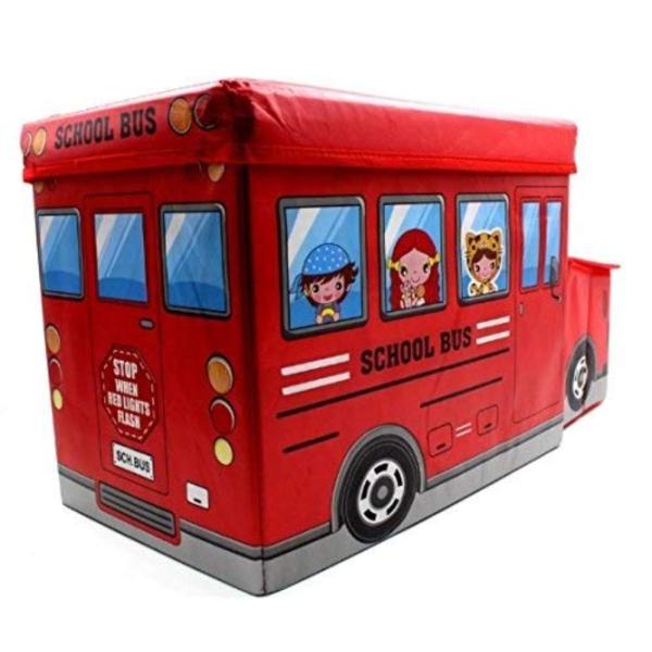 Inditradition Kids School Bus Shape Storage Box with Lid Cum Sitting ...
