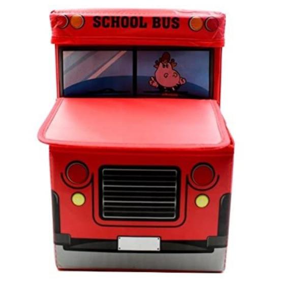 Inditradition Kids School Bus Shape Storage Box with Lid Cum Sitting ...