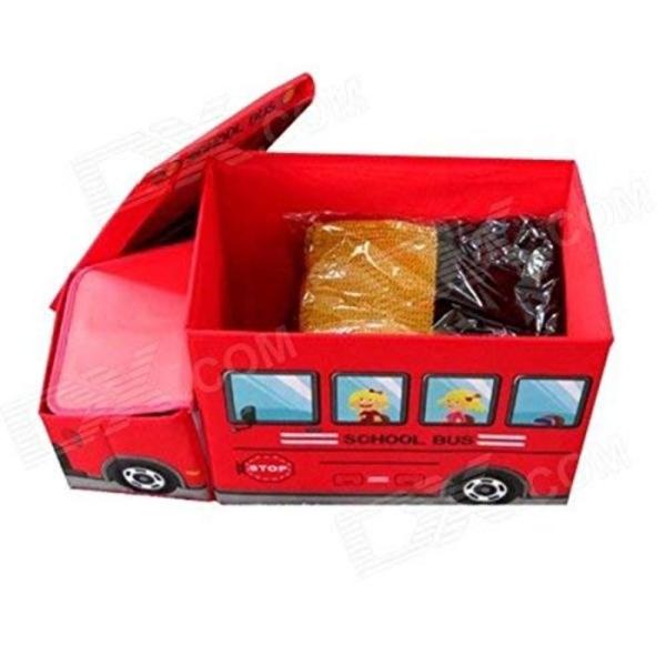 Inditradition Kids School Bus Shape Storage Box with Lid Cum Sitting ...