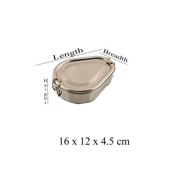 JVL Silver Stainless Steel Small Drop Shape Single Layer Tiffin Box ...