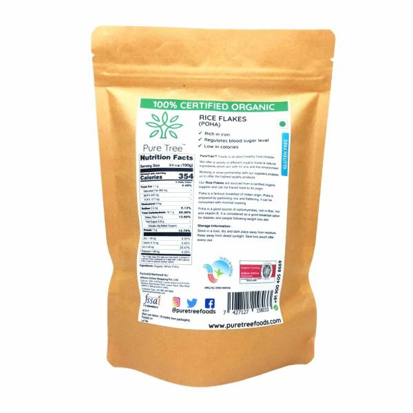Pure Tree Organic Thick White Poha 800 gm| Jadha Poha| Flatten Rice ...