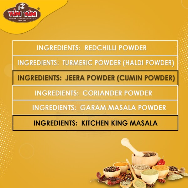 YUM YUM Spices Combo Pack 1.2kg (Red Chilli, Turmeric, Jeera, Dhaniya ...