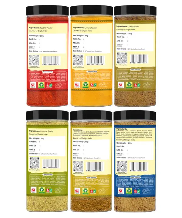 YUM YUM Spices Combo Pack 1.2kg (Red Chilli, Turmeric, Jeera, Dhaniya ...