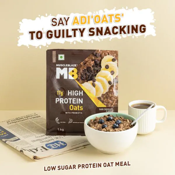 MuscleBlaze High Protein Oats with Added Probiotics, 17 g Protein ...