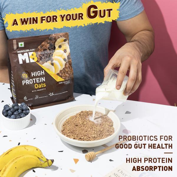 MuscleBlaze High Protein Oats with Added Probiotics, 17 g Protein ...