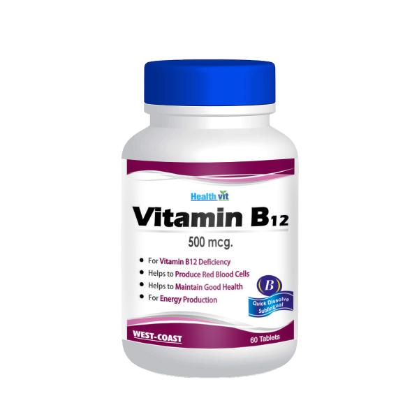 Healthvit Vitamin B12 500mcg Supplement 60 Tablets - JioMart