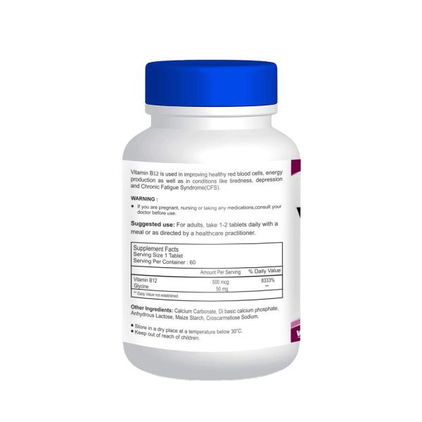 Healthvit Vitamin B12 500mcg Supplement 60 Tablets - JioMart