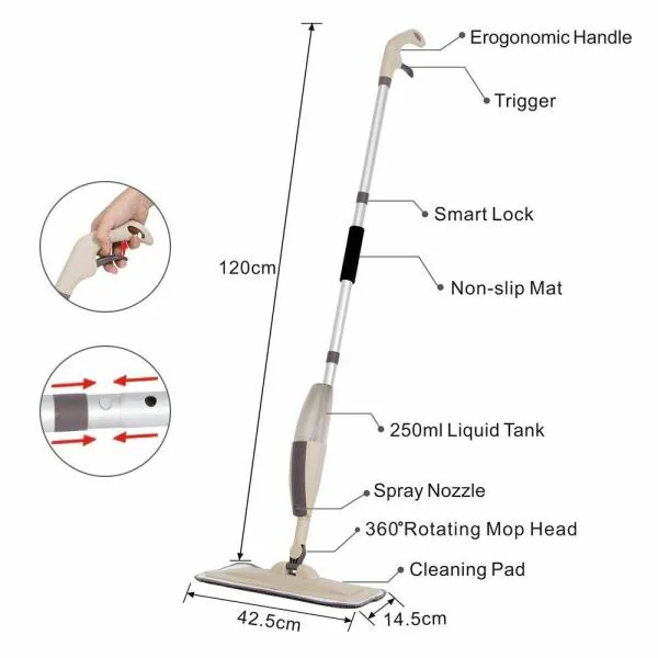 INDIANCODES Aluminium Microfiber Floor Cleaning Spray Mop with ...