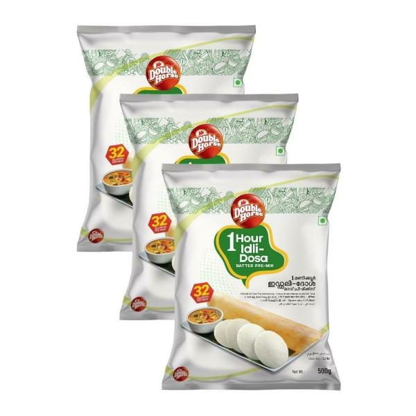 Double Horse 1 Hour Idli/Dosa Batter Pre-Mix 500g (Pack of 3) - JioMart