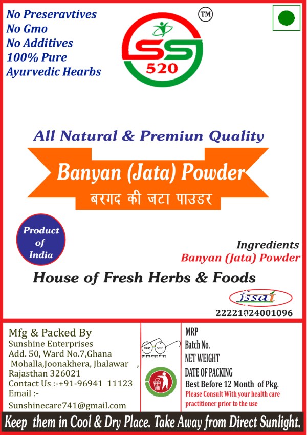 SS520 Banyan Roots Powder 50g.Marri Udala Powder Bargad Vat Jata Powder ...