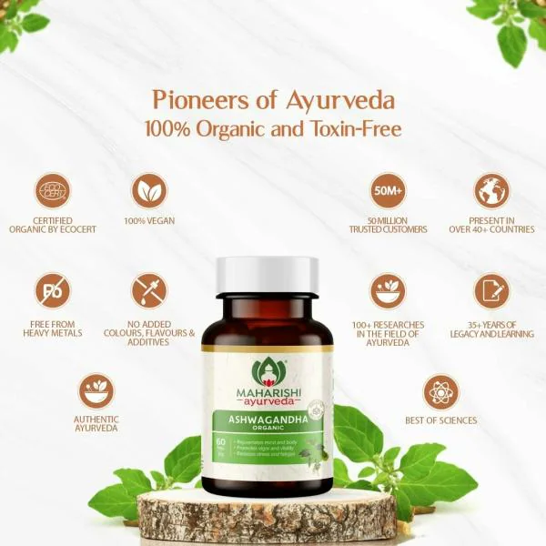 Maharishi Ayurveda Organic Ashwagandha Tablets 475 mg | Rejuvenate Mind ...
