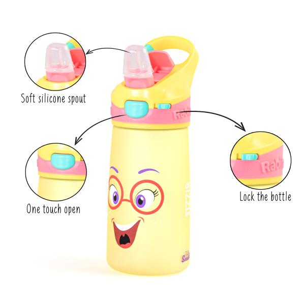 Rabitat Snap Lock Sipper Bottle (410ml, Sizzle) - JioMart