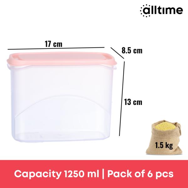 alltime Plastic Frostee Containers with Lid, Set of 6 (550 ml x2, 950 ml x 2, 1250x2) Pink - JioMart