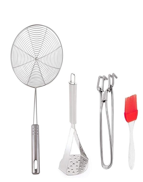 Wofier Masher Stainless Steel Kitchen Pakad Tool And Silicone Oil Brush ...