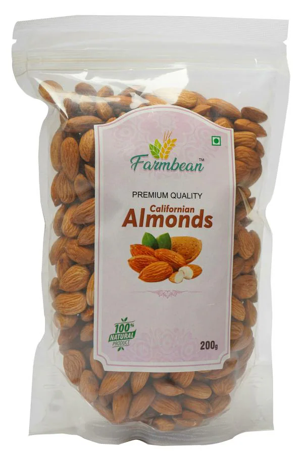 Farmbean Fresh California Almonds 200 G | Badam | long nuts | Vacuum ...