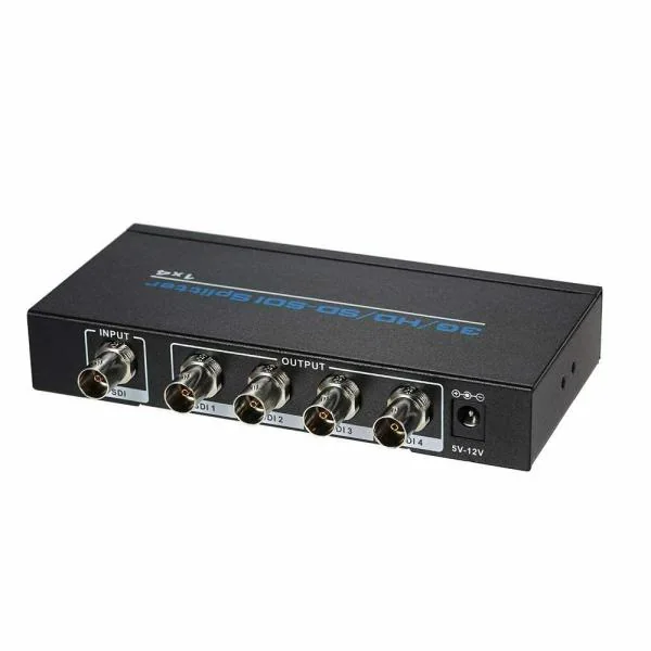 fdealz SDI 4 Port Splitter Mini Extender HD-SDI 3G-SDI 1x4 Splitter Distribution Amplifier ...
