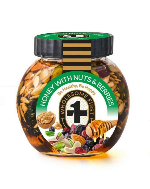 Wholesome First Nuts and Berries White Acacia Honey 210g with Mix ...
