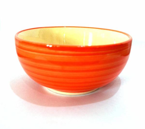 Renhomz Ceramic Bowl Set of 6 |Pumgerine Orange Swirl design| Snack ...