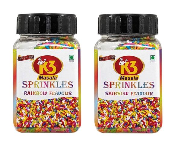 K3 Masala Rainbow Flavour Sprinkles /Vermicelli (Pack of 2)(100gm x 2 ...