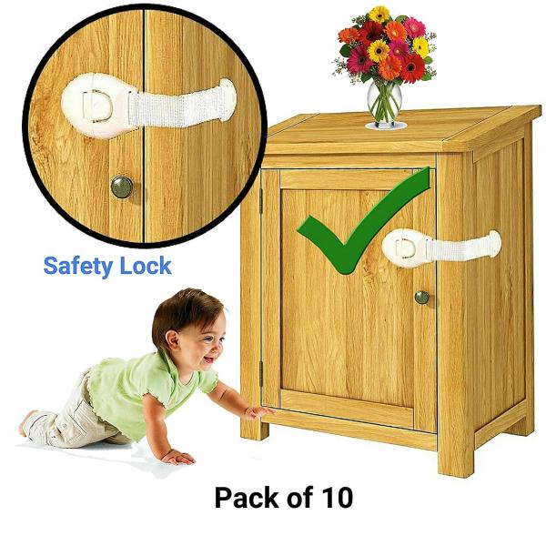 Kiddough White Furniture Safety Locks For Kids (Pack of 10) - JioMart