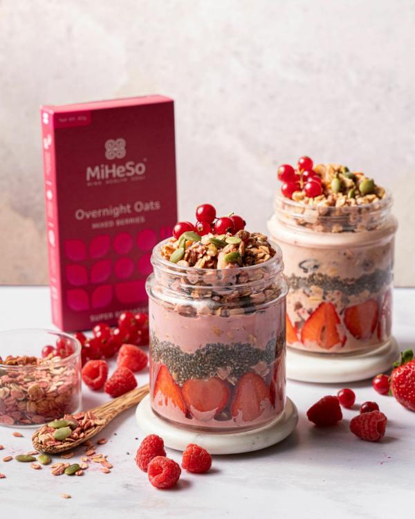 MiHeSo Overnight Oats - Mixed Berries, 420g, 100% Natural, Calcium ...