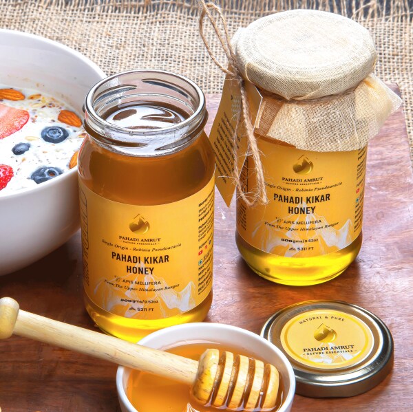 Pahadi Amrut Kikar Honey, 500 gms with Wooden Honey Dipper | 100% Raw and Unprocessed - JioMart