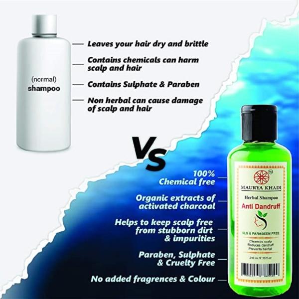 Maurya Khadi Anti Dandruff Herbal SLS & Paraben Free Shampoo 210ML Pack ...