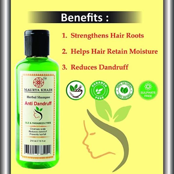 Maurya Khadi Anti Dandruff Herbal SLS & Paraben Free Shampoo 210ML Pack ...