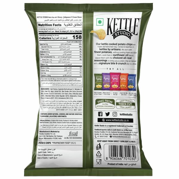 Kettle Studio|Potato Chips | Sharp Jalapenos & Cream Cheese -113g |Pack ...