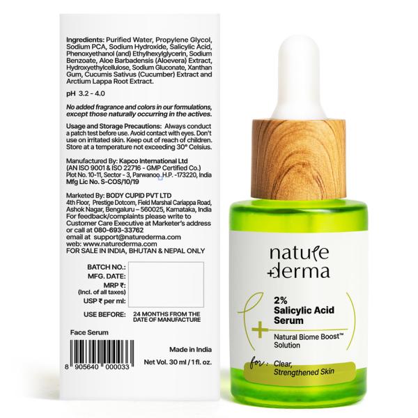 Nature Derma 2% Salicylic Acid Serum with Natural Biome-Boost For Acne ...
