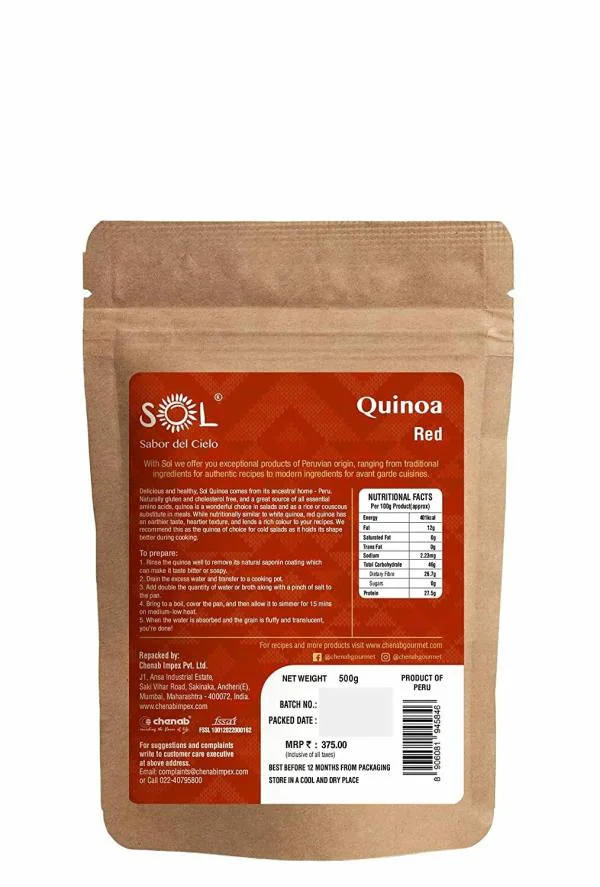 Sol Peruvian Red Quinoa, 500g - JioMart