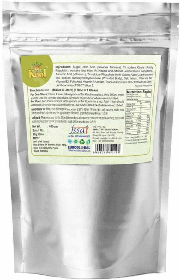 Mr.Kool Refreshing Lemon Flavor Instant Drink Powder 400gm. Energy ...