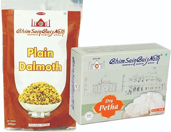 Bhim Sain Baij Nath Agra Plain dalmoth(200g) and Dry Petha (250g) Combo ...