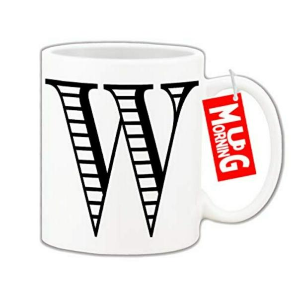 Mug Morning W Letter Mug Floral Design Coffee Mugs with Letter W W ...