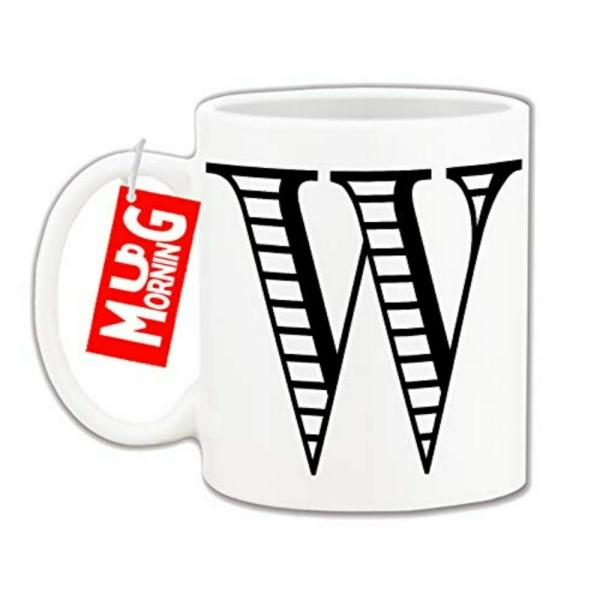 Mug Morning W Letter Mug Floral Design Coffee Mugs with Letter W W ...