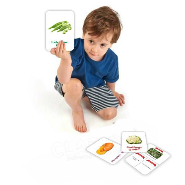 Clapjoy Multicolor Double Sided Flash Cards For Kids -Vegetables - 24 ...