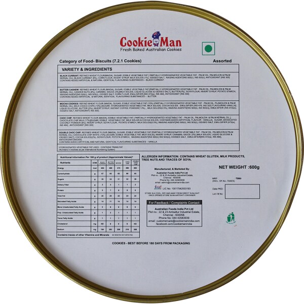 Cookie Man Assorted-cookies 600 g Tin Container plain - JioMart