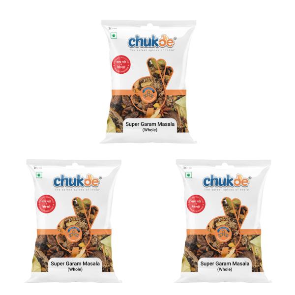 Chukde Spices Super Garam Masala Sabut Pack of 3 (Each 100g) - JioMart