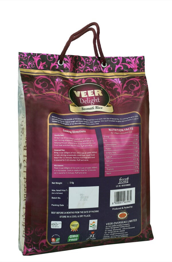VEER DELIGHT - Extra Long Grain Biryani Basmati Rice - 5 Kg - JioMart