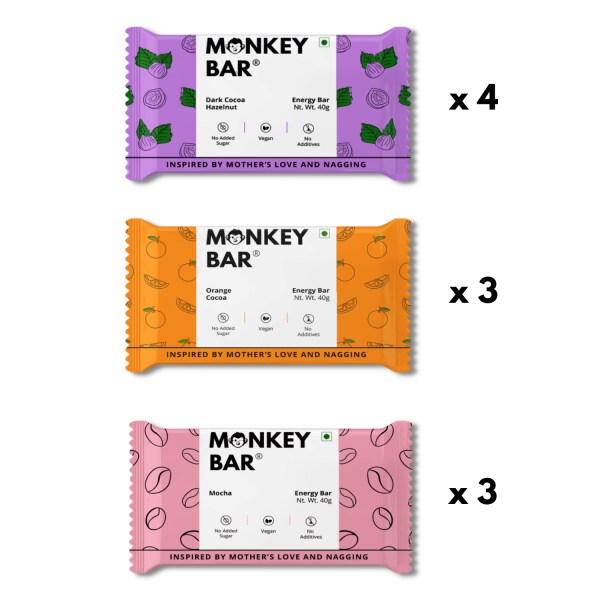 Monkey Bar - CHOCO FLAVOURS - Vegan Energy Bars - Pack of 10 x 40g each ...